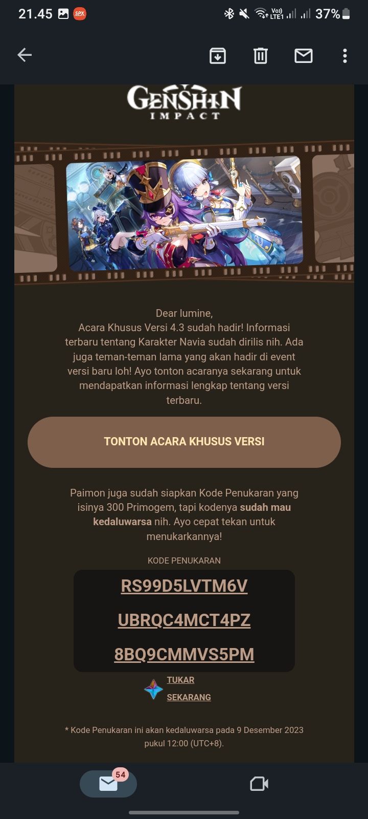 CODE GI Terbaru Genshin Impact | HoYoLAB
