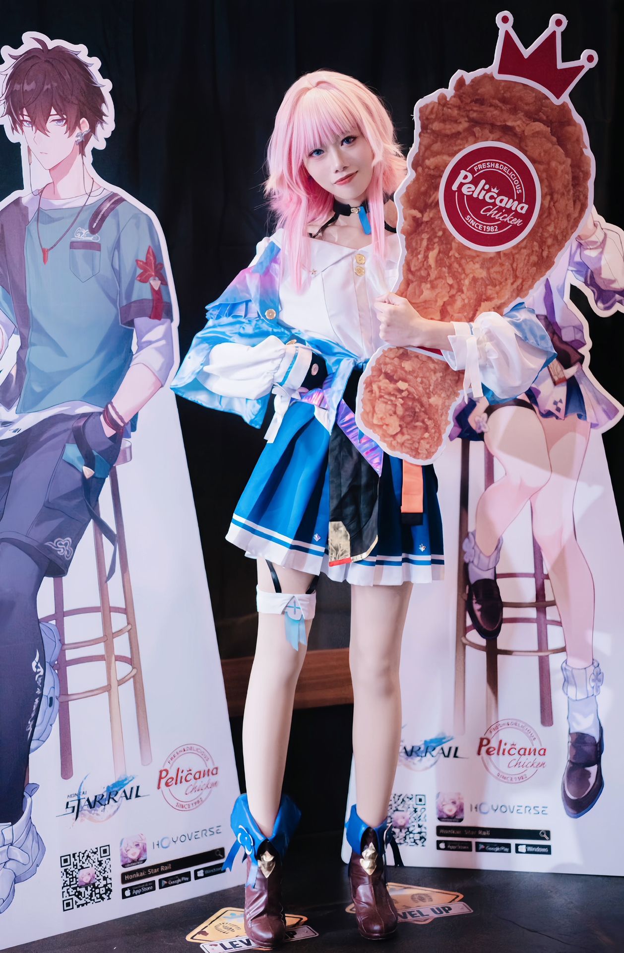 Me cosplaying as March 7th to get my HSR x Pelicana Chicken🩷 Honkai ...