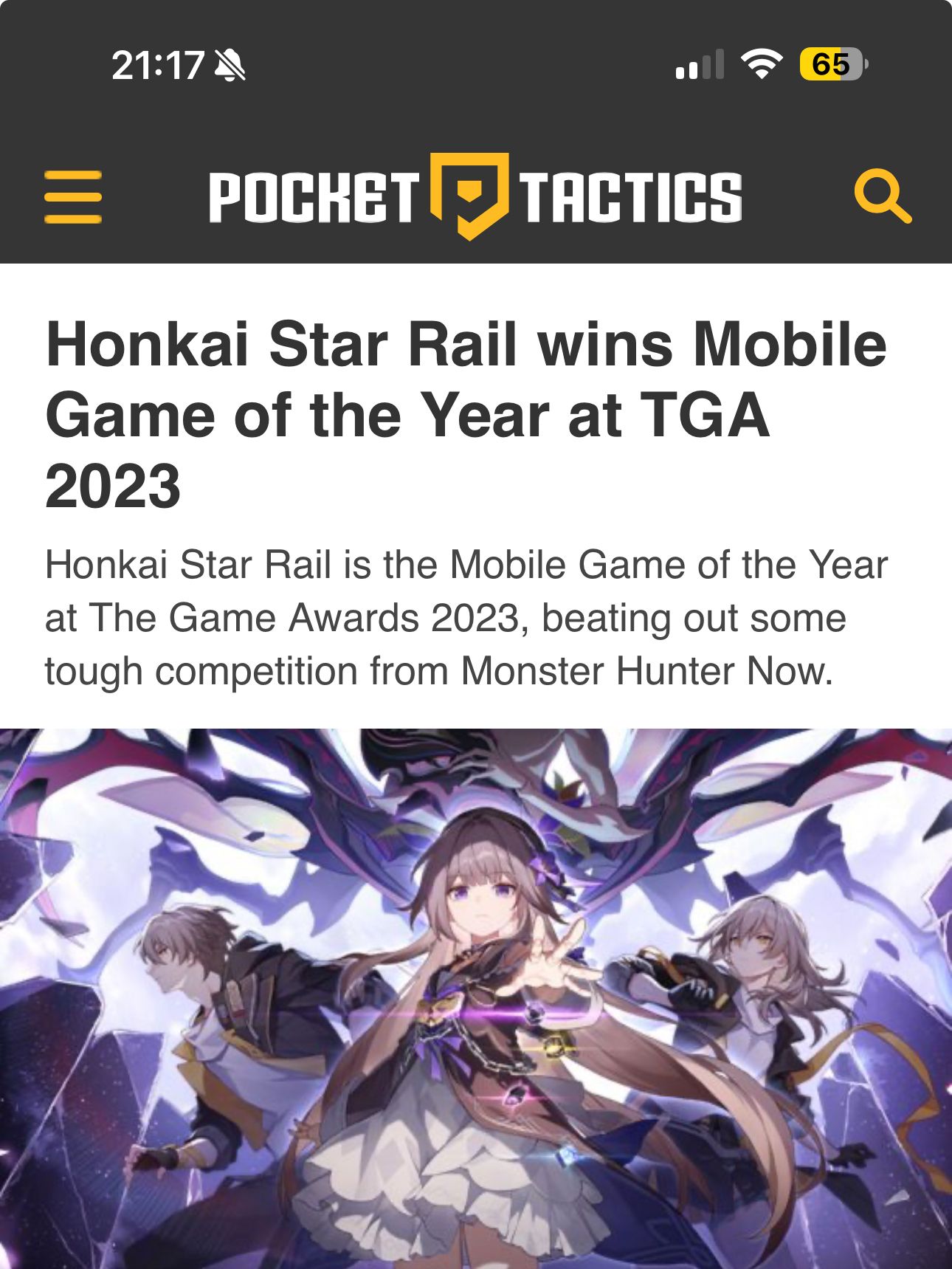 Congratulations Trailblazers! The Game Awards: Mobile Game of the Year Honkai: Star Rail | HoYoLAB