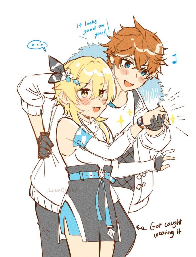 Modern AU Chilumi - Childe notices Lumine's new and "familiar ...