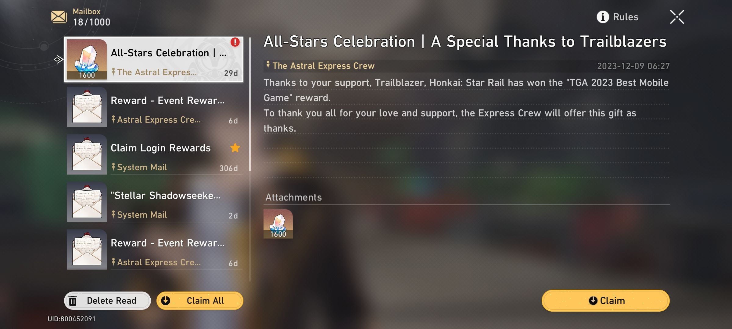 WOAH! THANKYOU HSR! BEST MOBILE GAME OF THE YEAR! Honkai: Star Rail ...