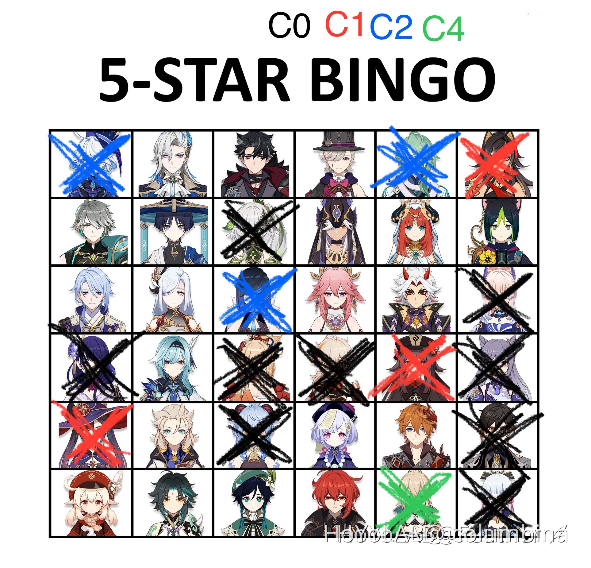my 5-star bingo with cons Genshin Impact | HoYoLAB