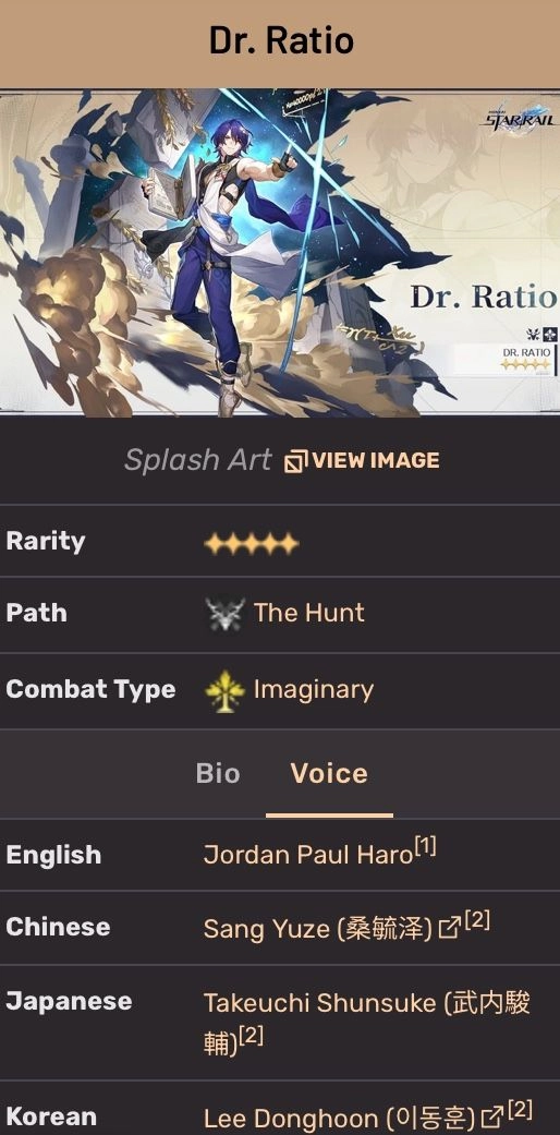 Dr Ratio VA Honkai: Star Rail | HoYoLAB