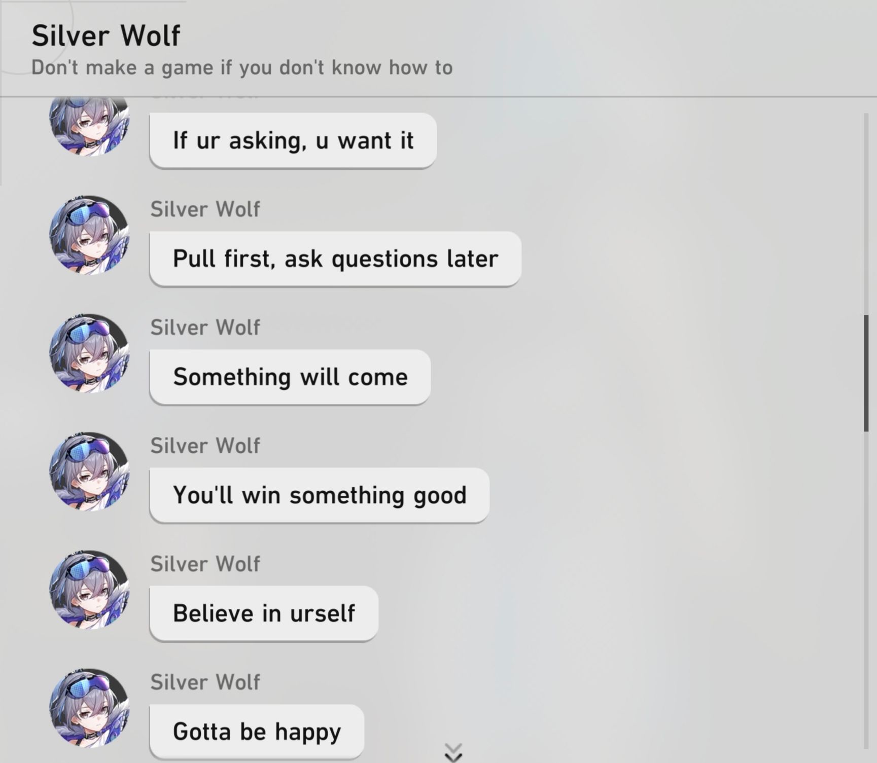 A good message from Silver Wolf Honkai: Star Rail | HoYoLAB