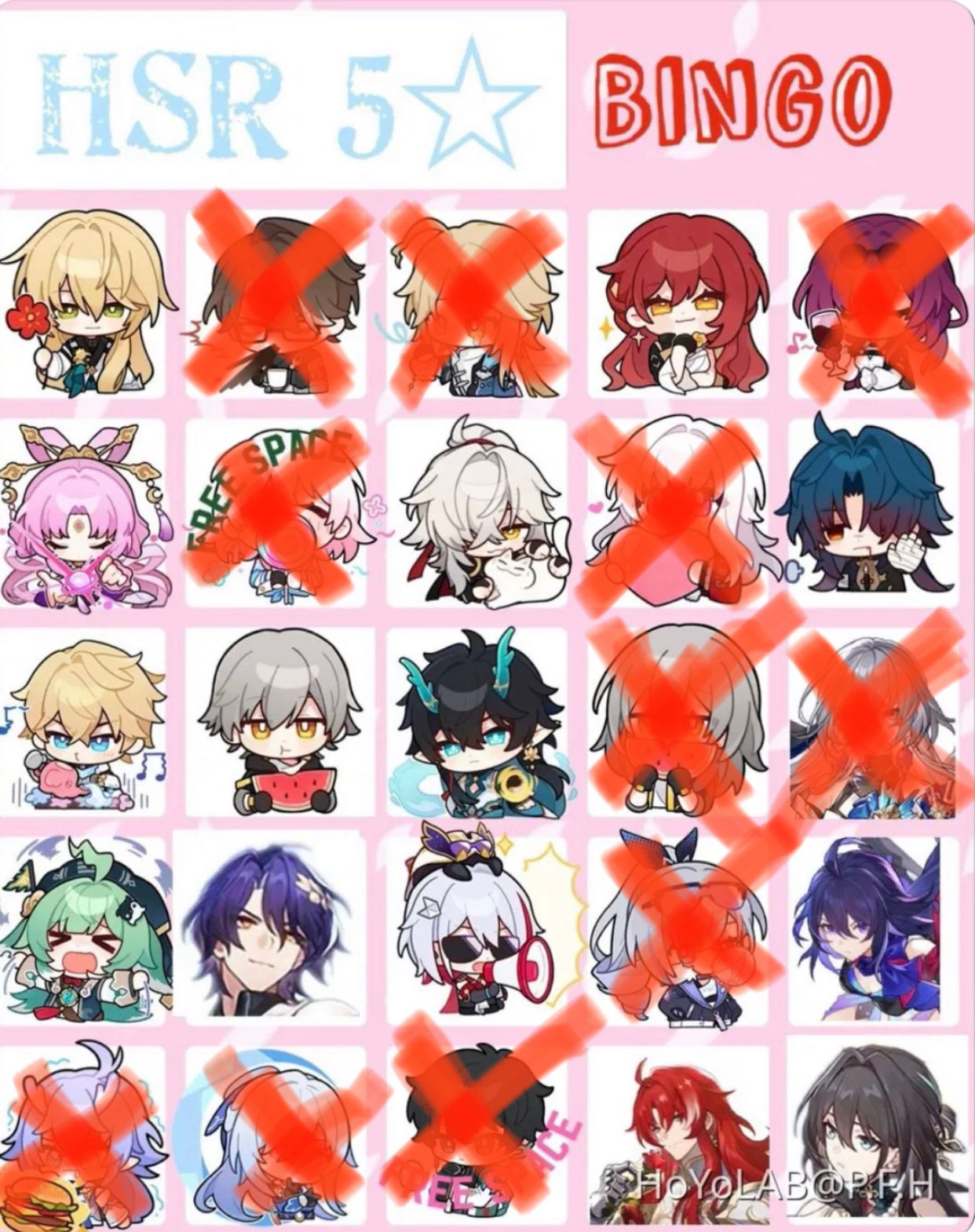 HSR 5* BINGO (Did this cause I’m to lazy to make another kiss, marry ...