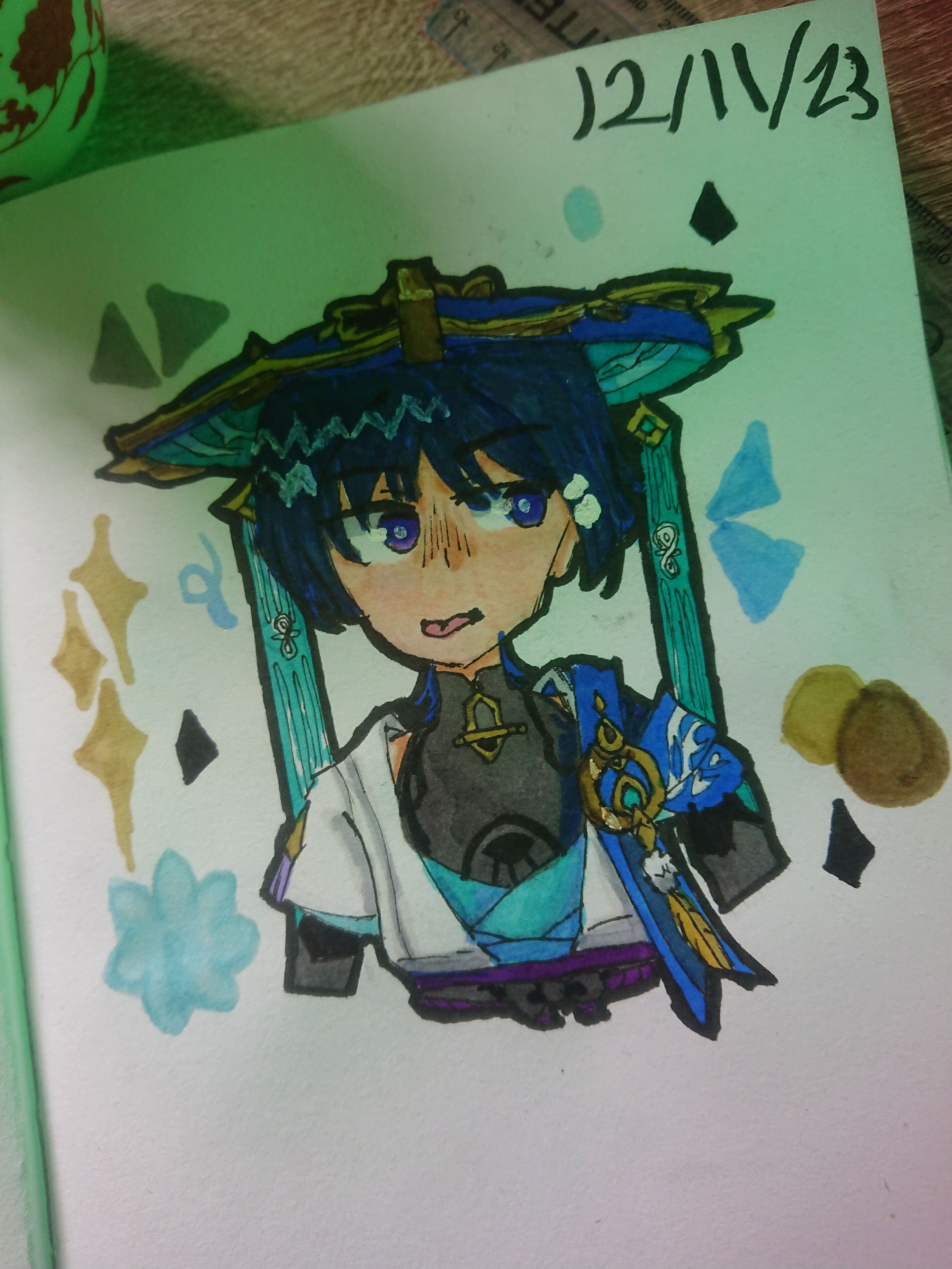 Wanderer drawing! 🍃🌼(finished) Genshin Impact | HoYoLAB