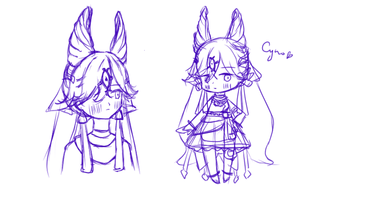 Drawing Cyno in a dress because I lost to Keqing and then remembered ...