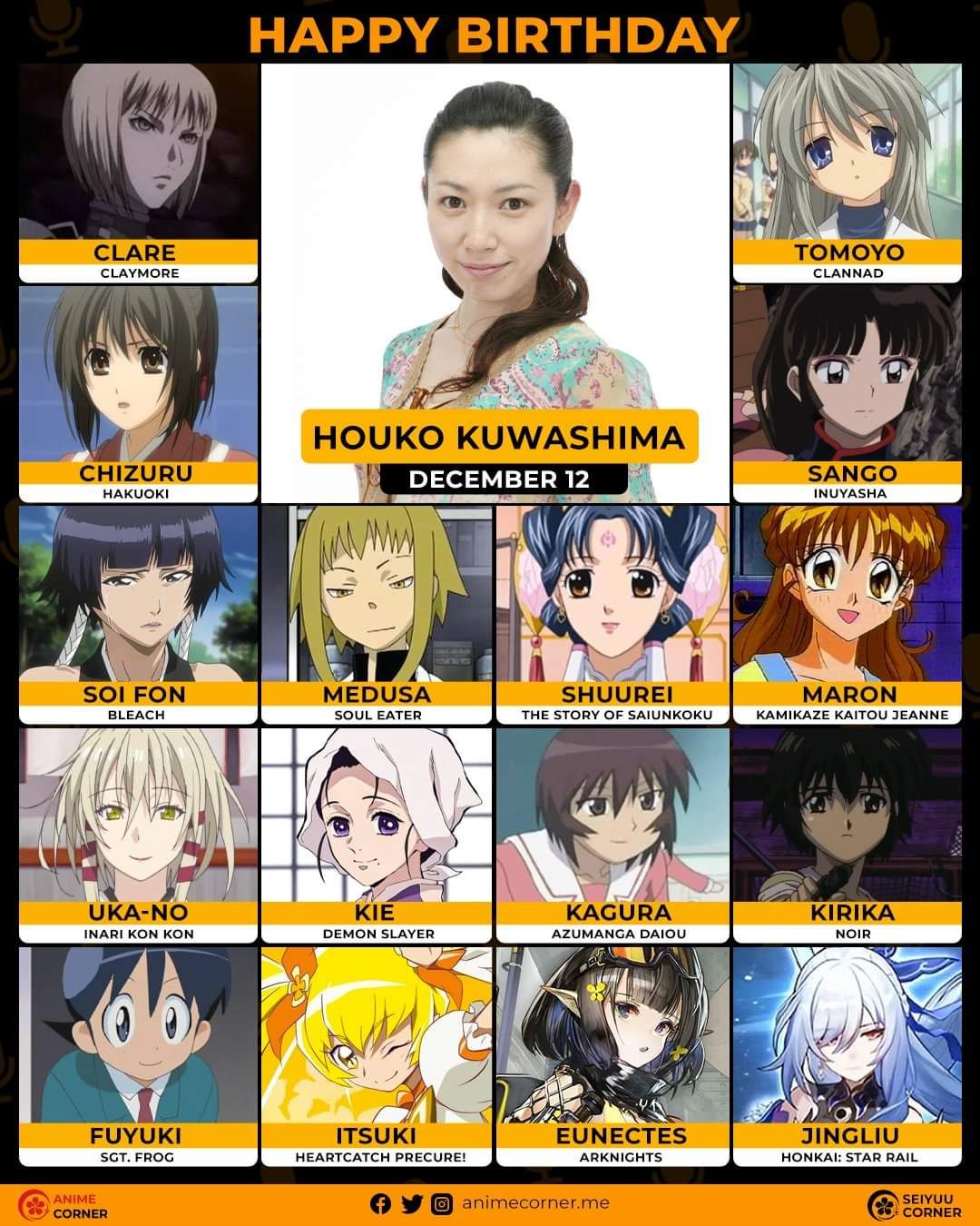 #HSR HAPPY BIRTHDAY 🎉 KUWASHIMA HOUKO (桑島 法子) - CV của JINGLIU :3 ...