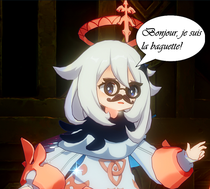 Paimon trying to fit-in at Fontaine, but was overcome by hunger ...