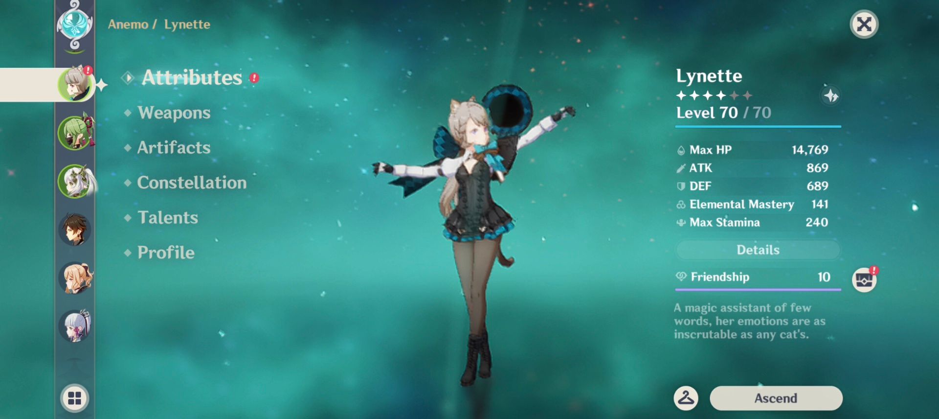 just reached Friendship Level 10 with Lynette. Genshin Impact | HoYoLAB