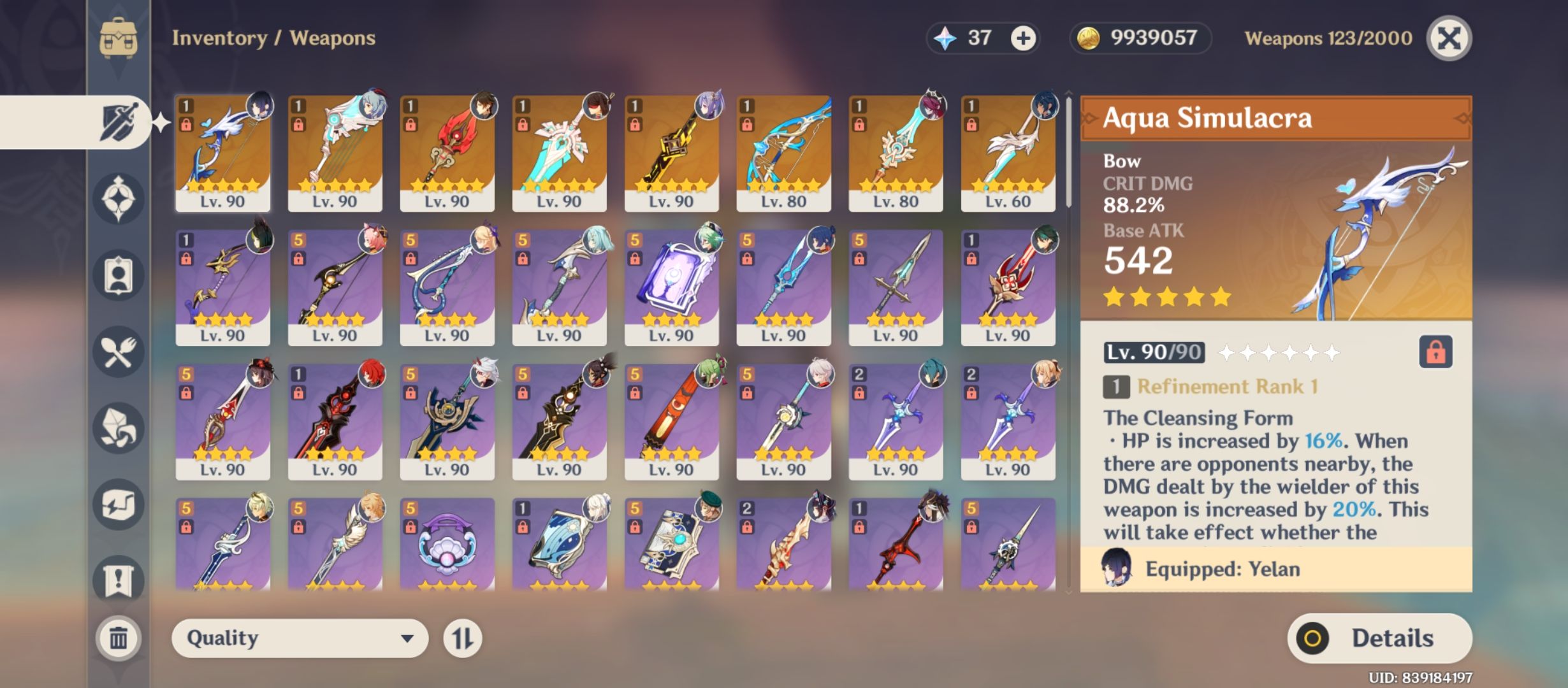 5 star and some 4 star lvl 90 weapon Genshin Impact | HoYoLAB