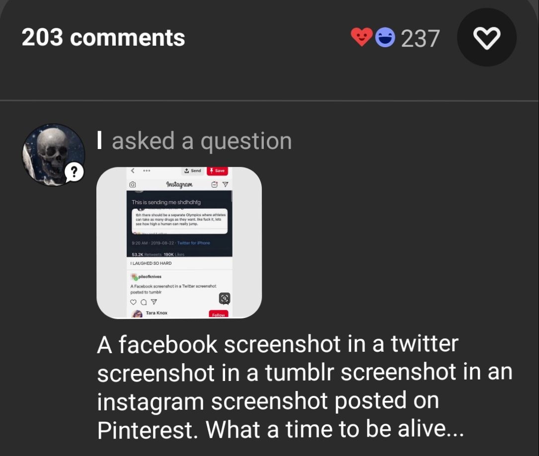 A Facebook screenshot in a Twitter screenshot in a Tumblr screenshot in ...