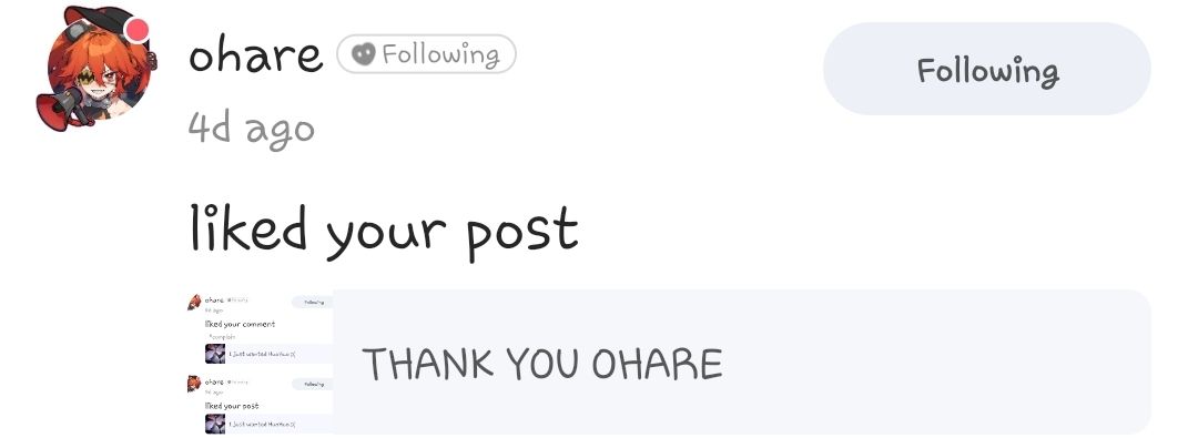 Thank you so much 😊 I love your post btw Ohare!!! | HoYoLAB