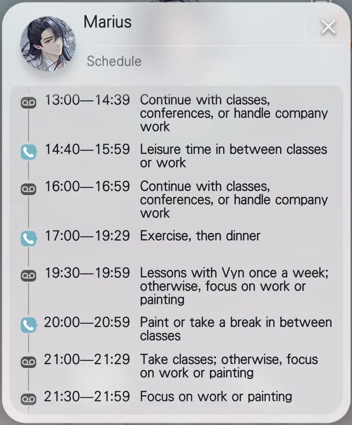 Marius' Schedule Tears of Themis | HoYoLAB