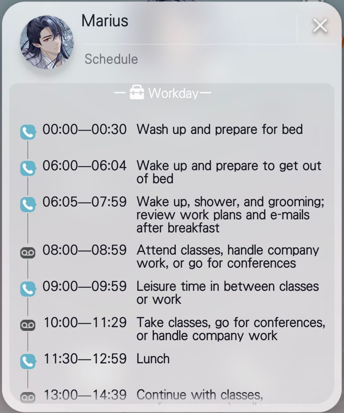 Marius' Schedule Tears of Themis | HoYoLAB