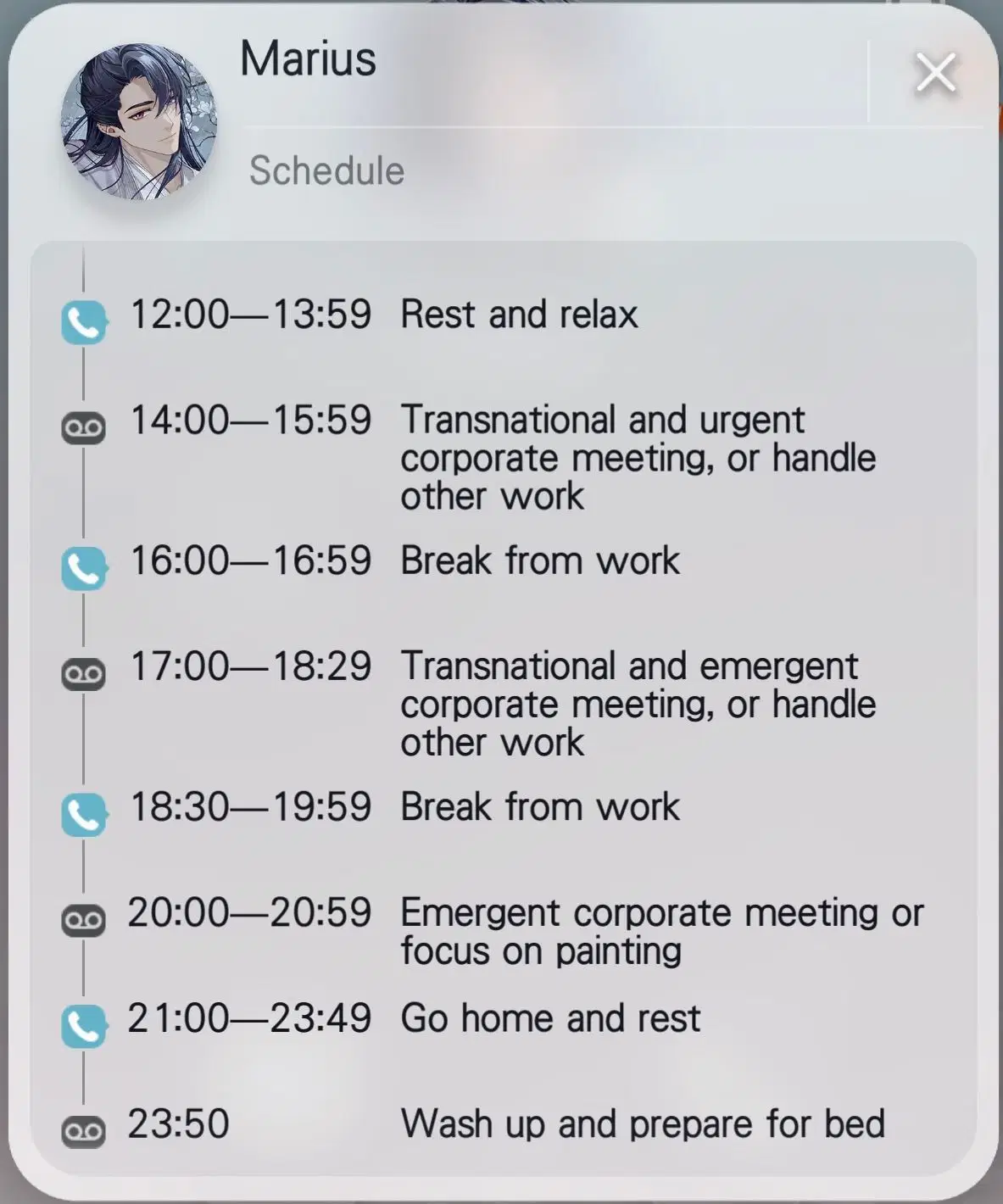 Marius' Schedule Tears of Themis | HoYoLAB