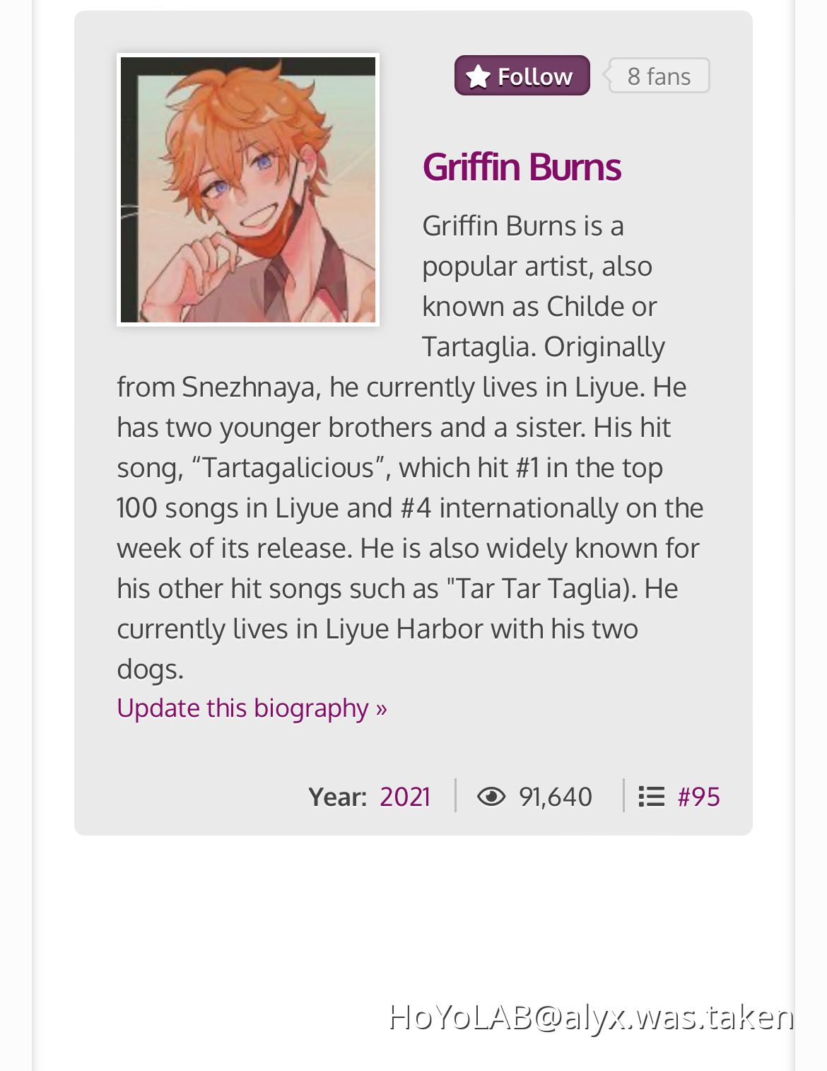 The biography Genshin Impact | HoYoLAB