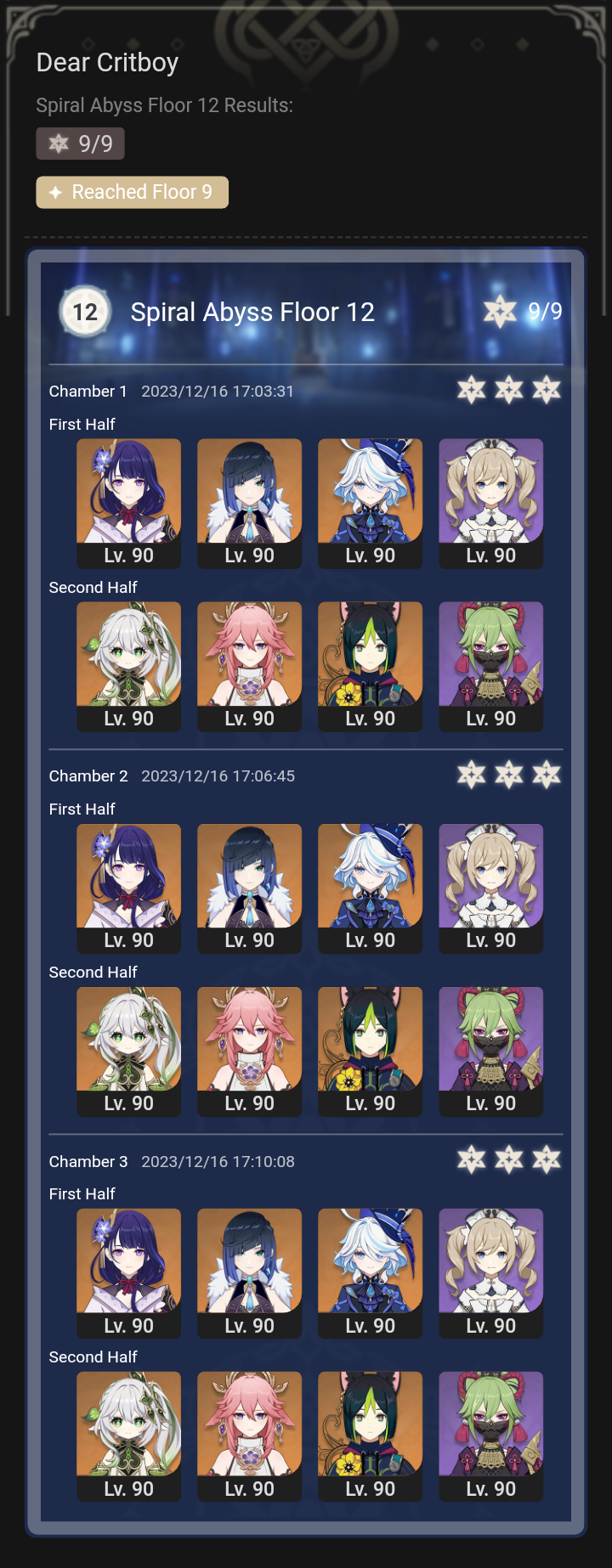 Spiral abyss 12 floor 9 *star Genshin Impact | HoYoLAB