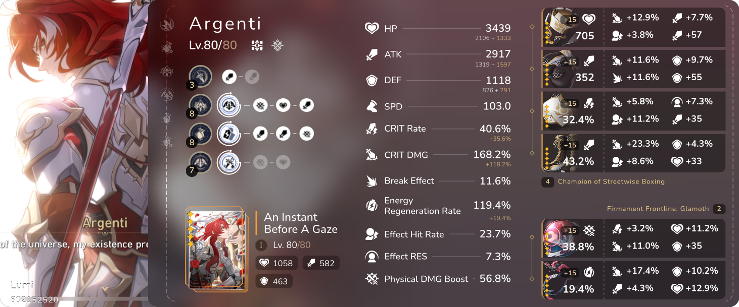 My mid Argenti build Honkai: Star Rail | HoYoLAB