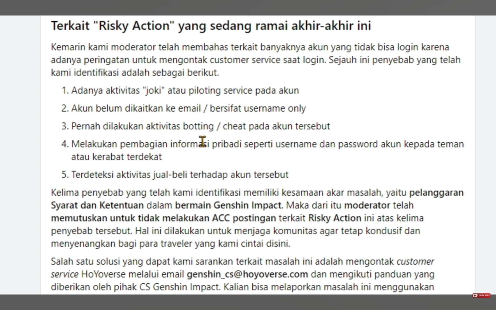 Peringatan "Risky Action" Genshin Impact | HoYoLAB