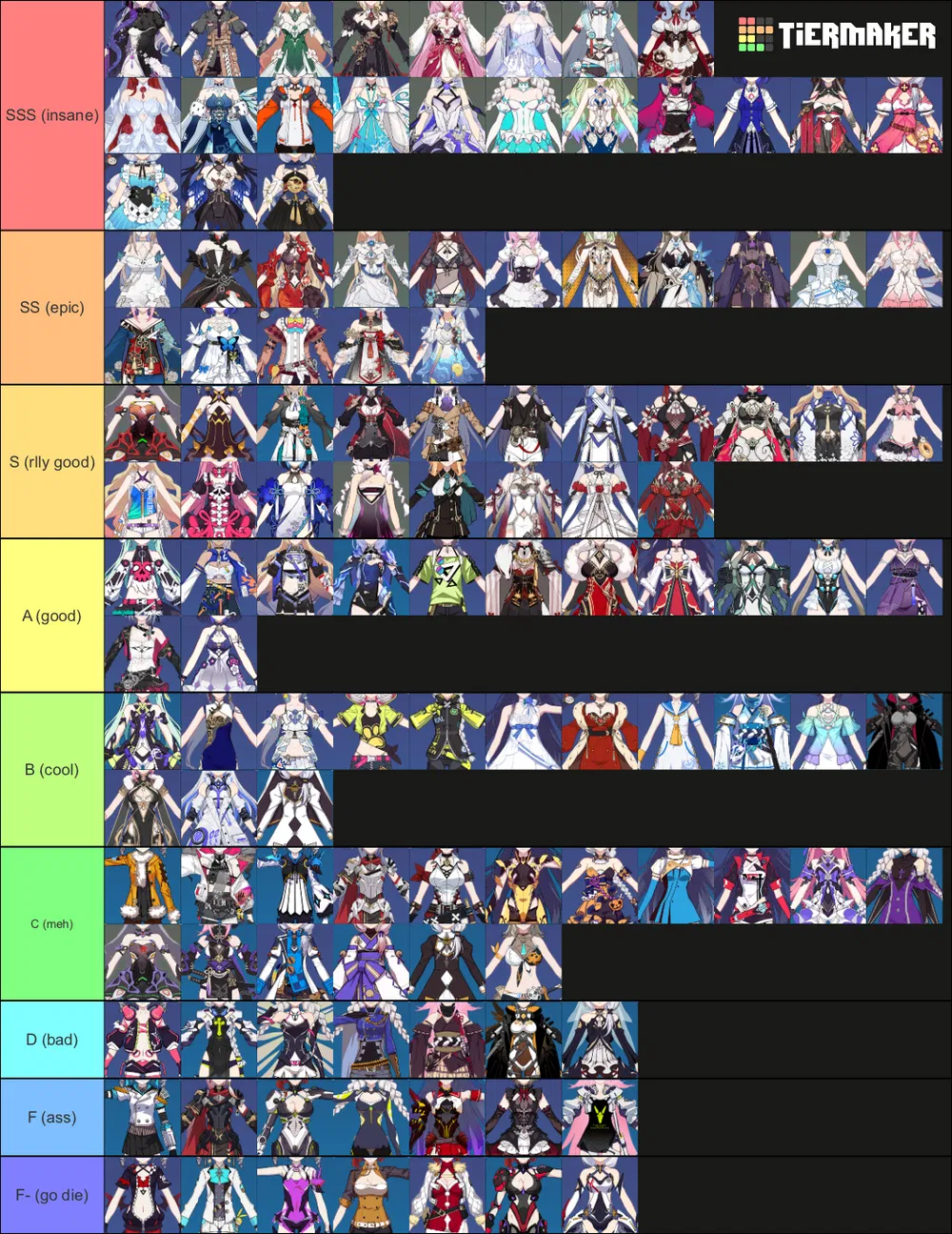HI3 Outfits tierlist (my opinion) Honkai Impact 3rd | HoYoLAB