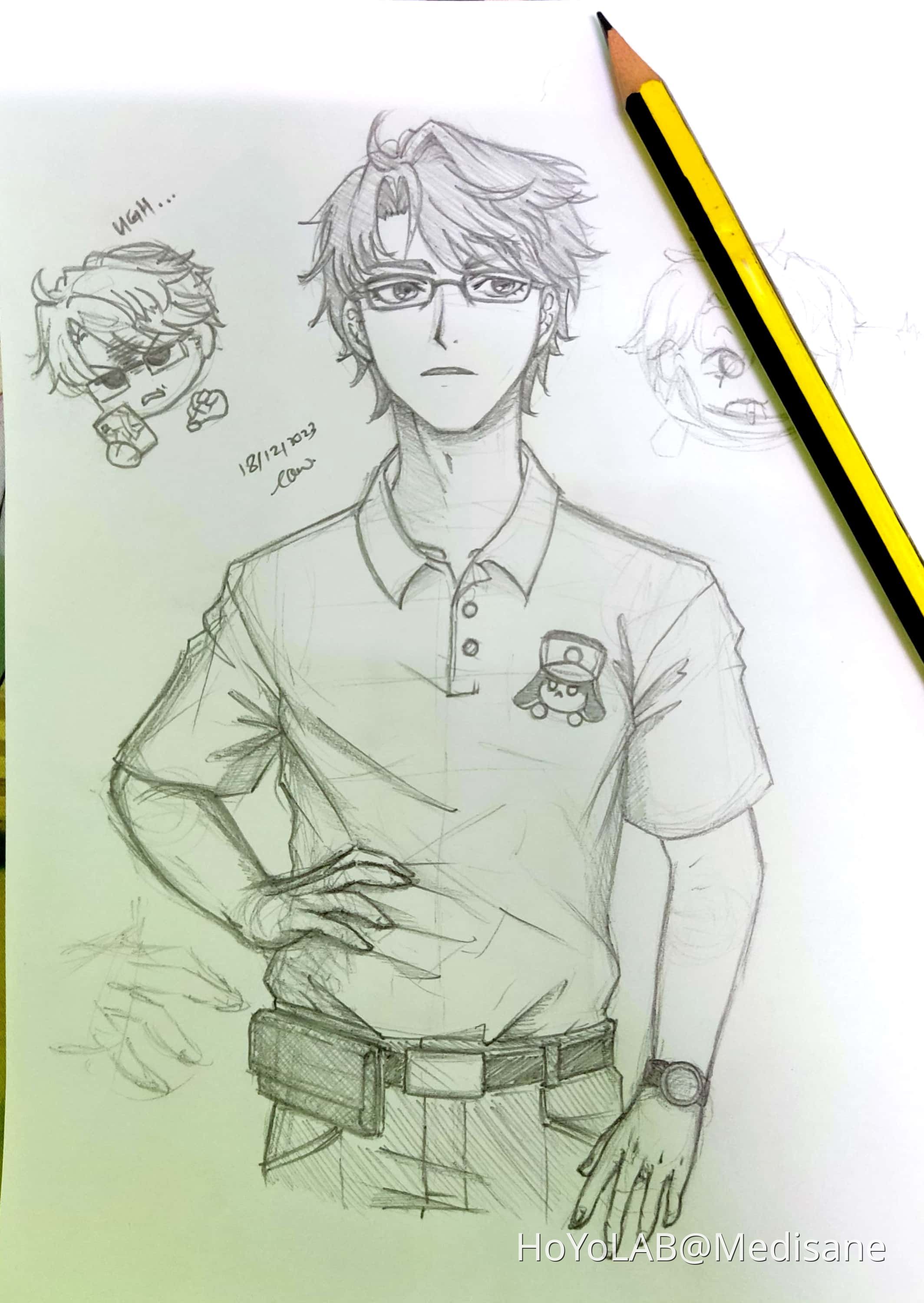 Bored at home so doodled Uncle Yang in Uncle Roger's fashion style ...