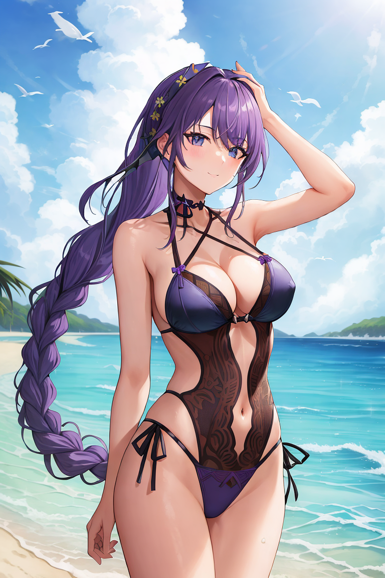 Raiden on beach Genshin Impact | HoYoLAB