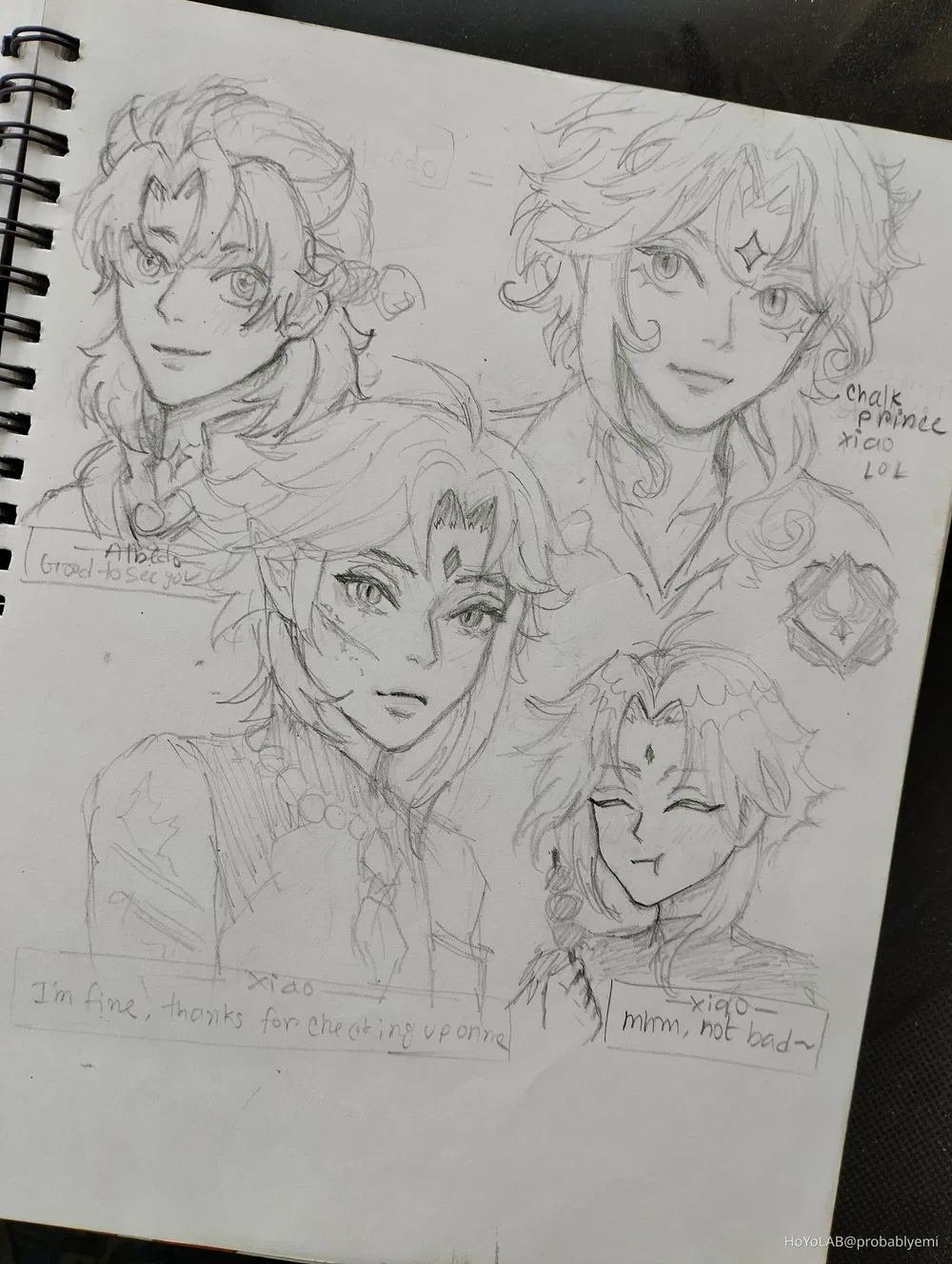 More Xiao sketches (plus albedo)^^ Genshin Impact | HoYoLAB