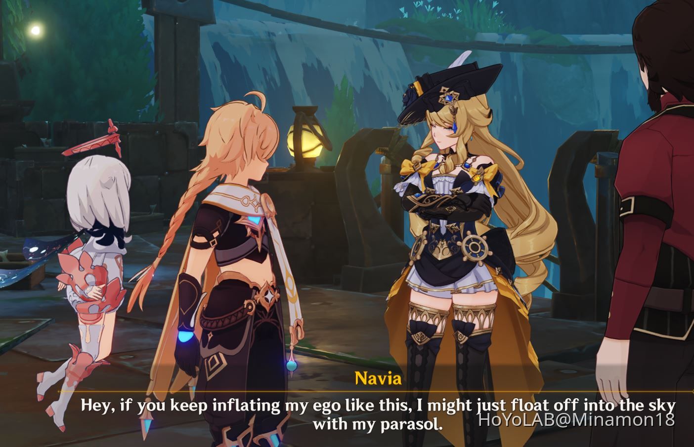 Imagine "Inflated Ego Navia" fly off with her parasol Genshin Impact ...