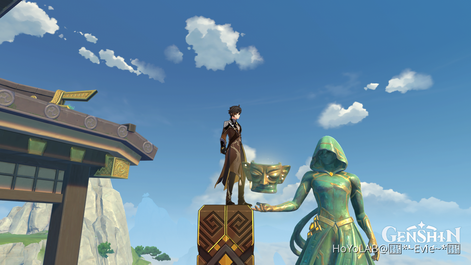 Me, admiring my Morax statue while I wait around to make pulls Genshin ...