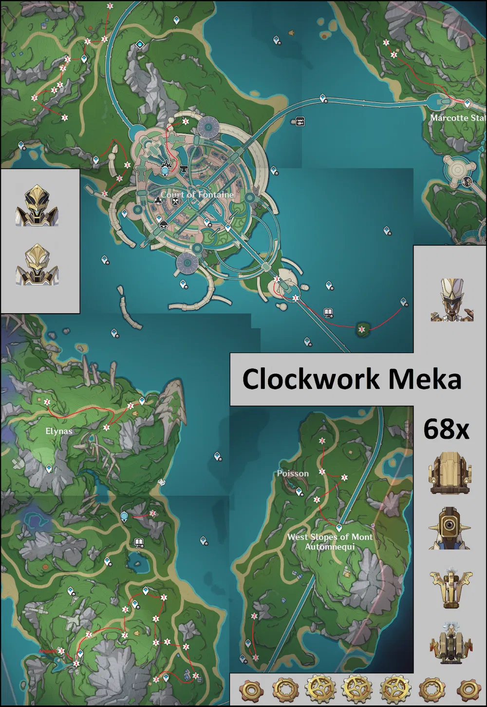 [V4.3 First Half] Farming Routes Collection: Dewdrop (Navia), Sakura ...