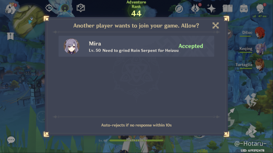 Join Message Status(?) Genshin Impact | HoYoLAB