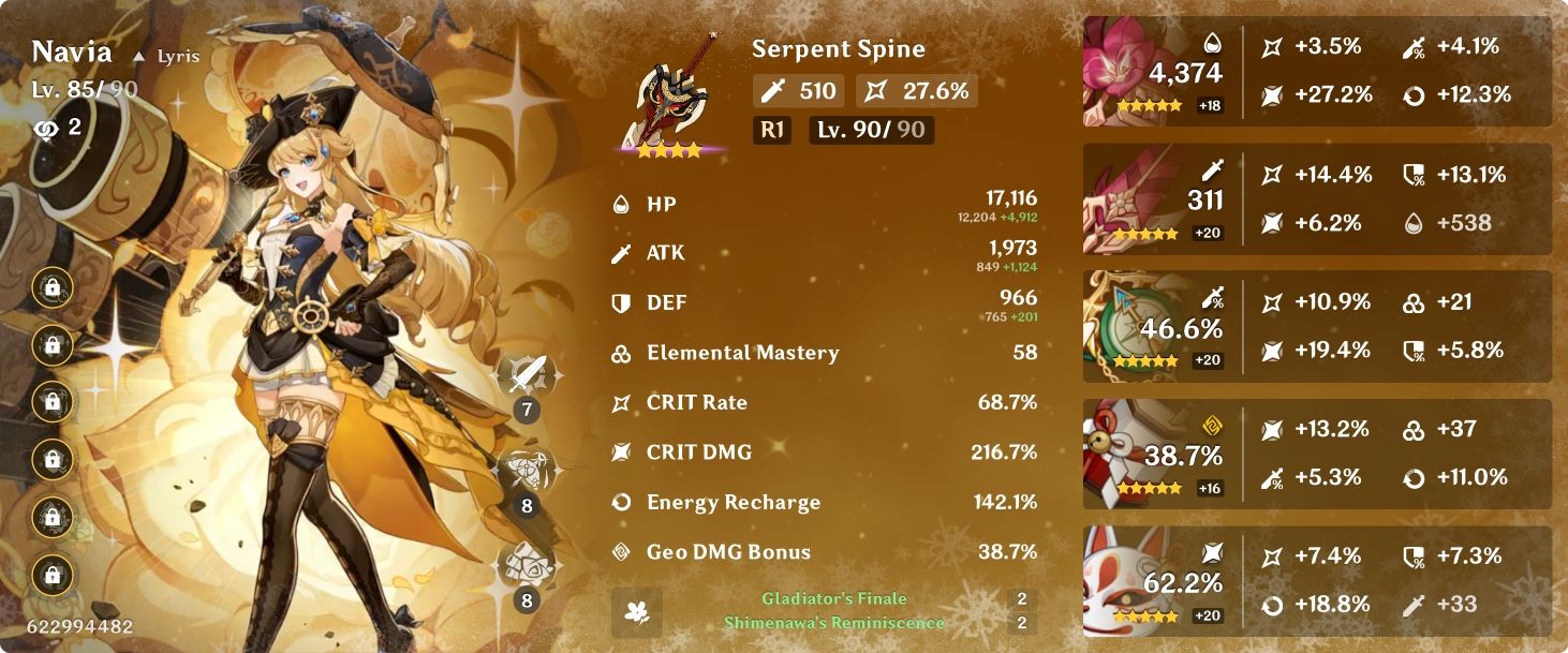 Current navia build…skill does 200k @ full team rotation Genshin Impact ...