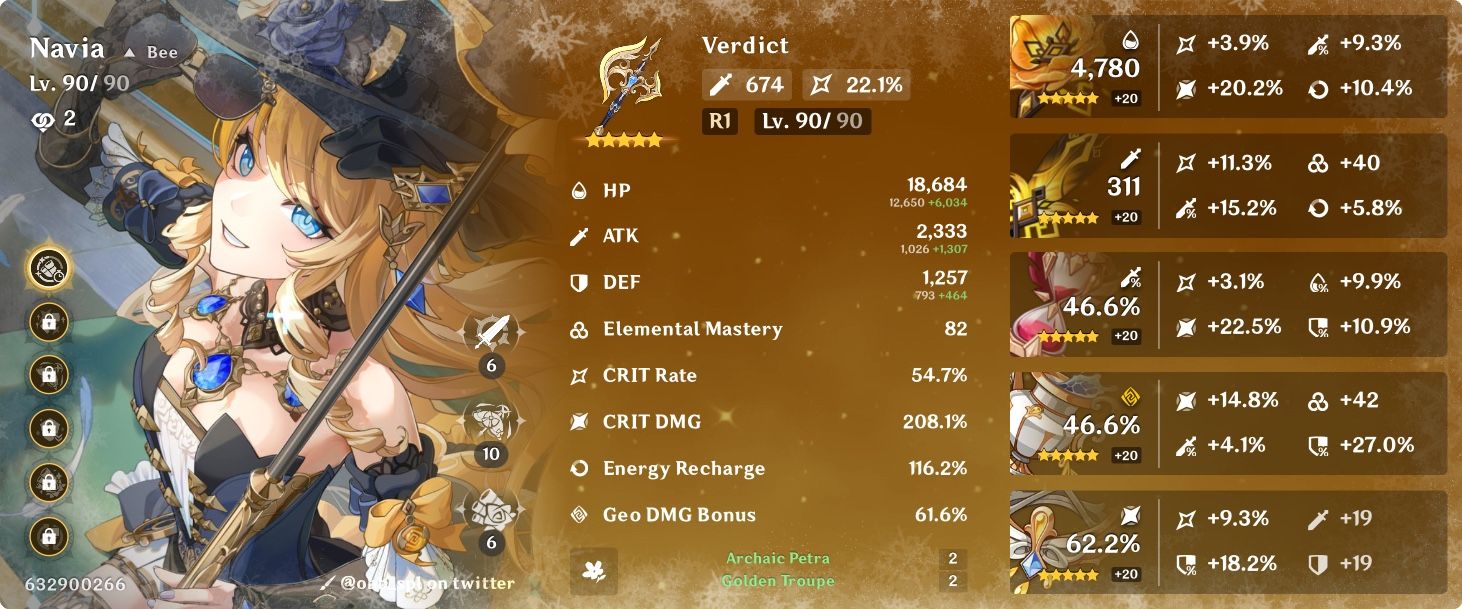 pulled a casual c1 navia + both weapons on banner 🌹💛 Genshin Impact ...