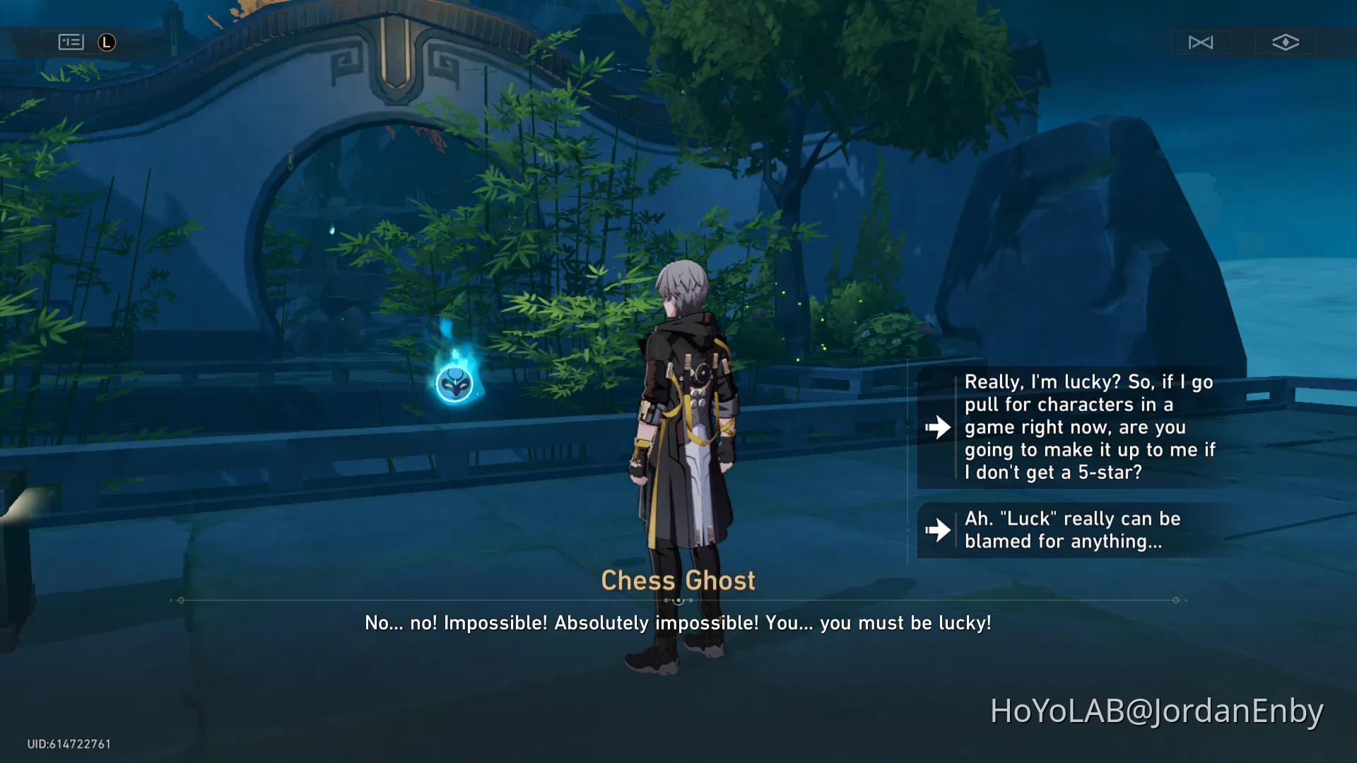 The Chess Ghost's response was "...I won't be able to afford that ...