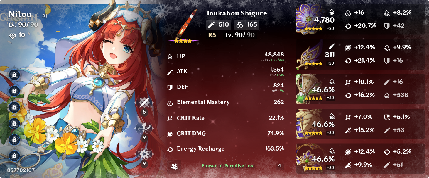 Nilou Build Card Genshin Impact | HoYoLAB