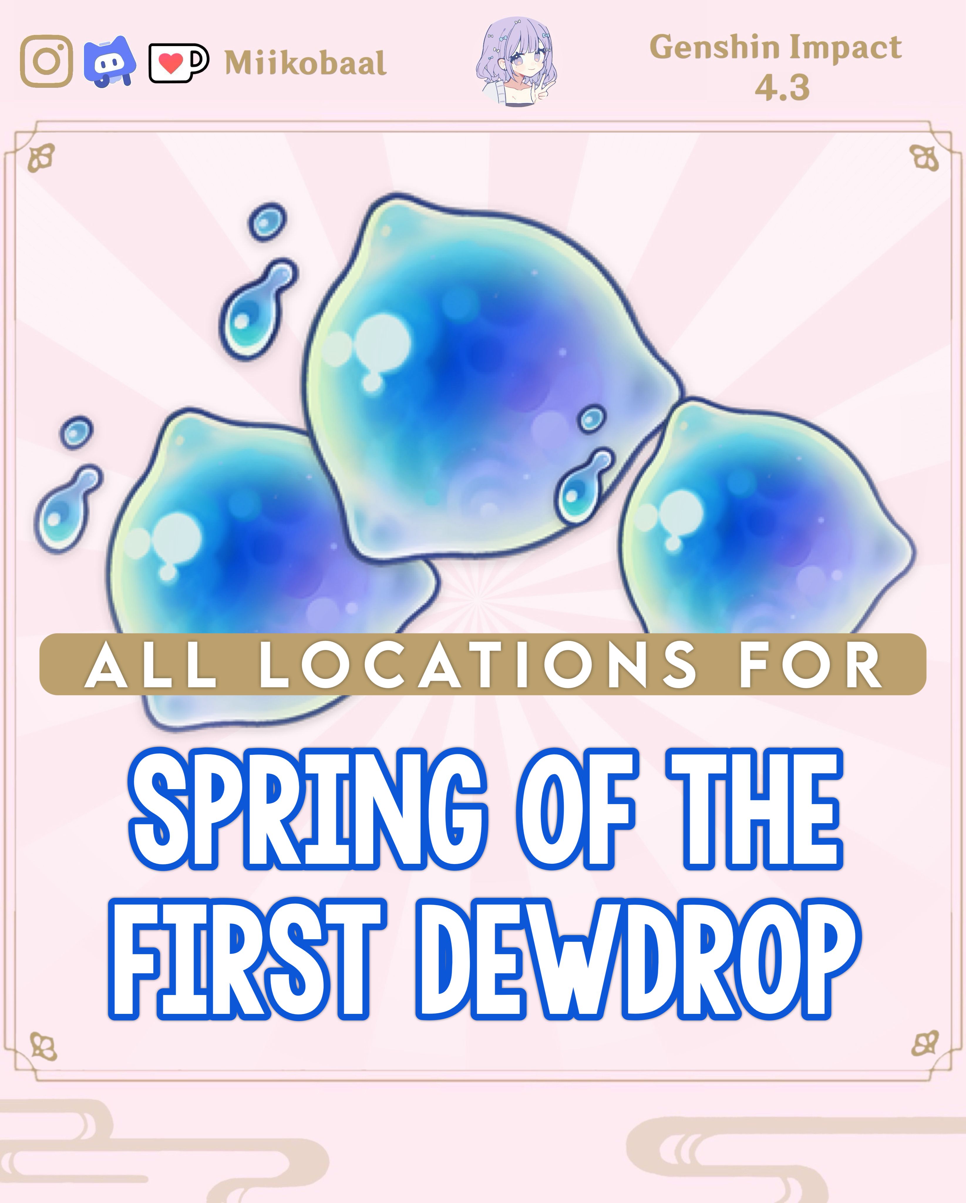 [4.3] All locations for “Spring of The First Dewdrop” Genshin Impact ...