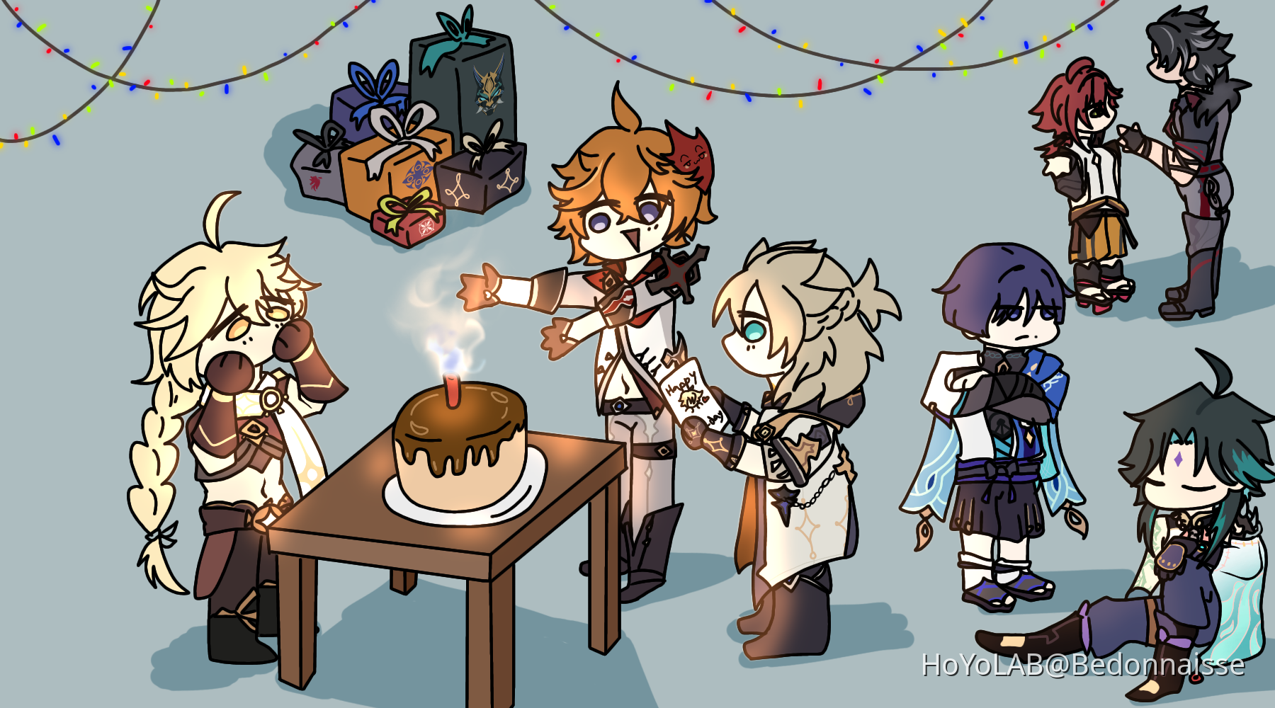 Yesterday was my birthday so I decided to draw all my dps celebrating ...
