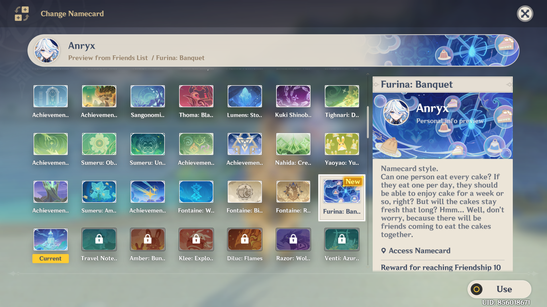 FURINA'S NAMECARD IS SO PRETTY,BUT WHY DOES IT TAKE TOO LONG TO GET ONE ...