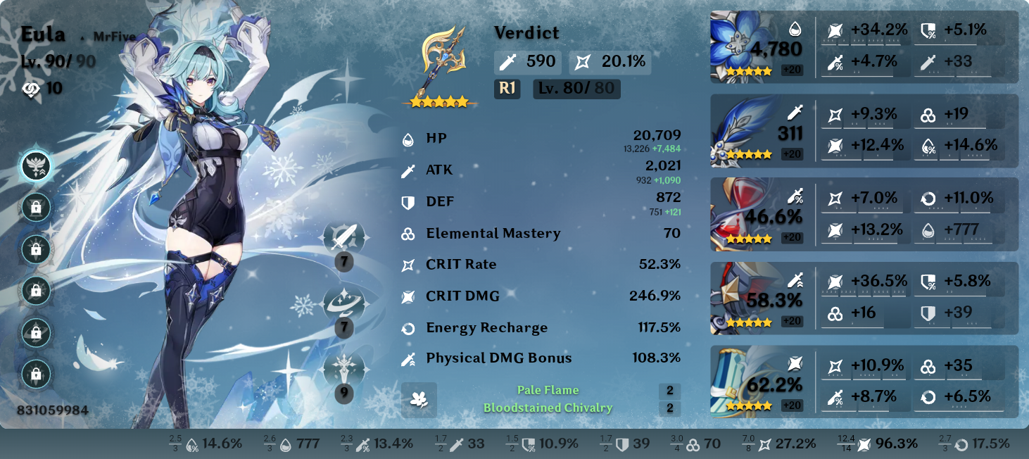 My c1 eula build...and my very first character!!. She finally got a good weapon! Genshin Impact ...