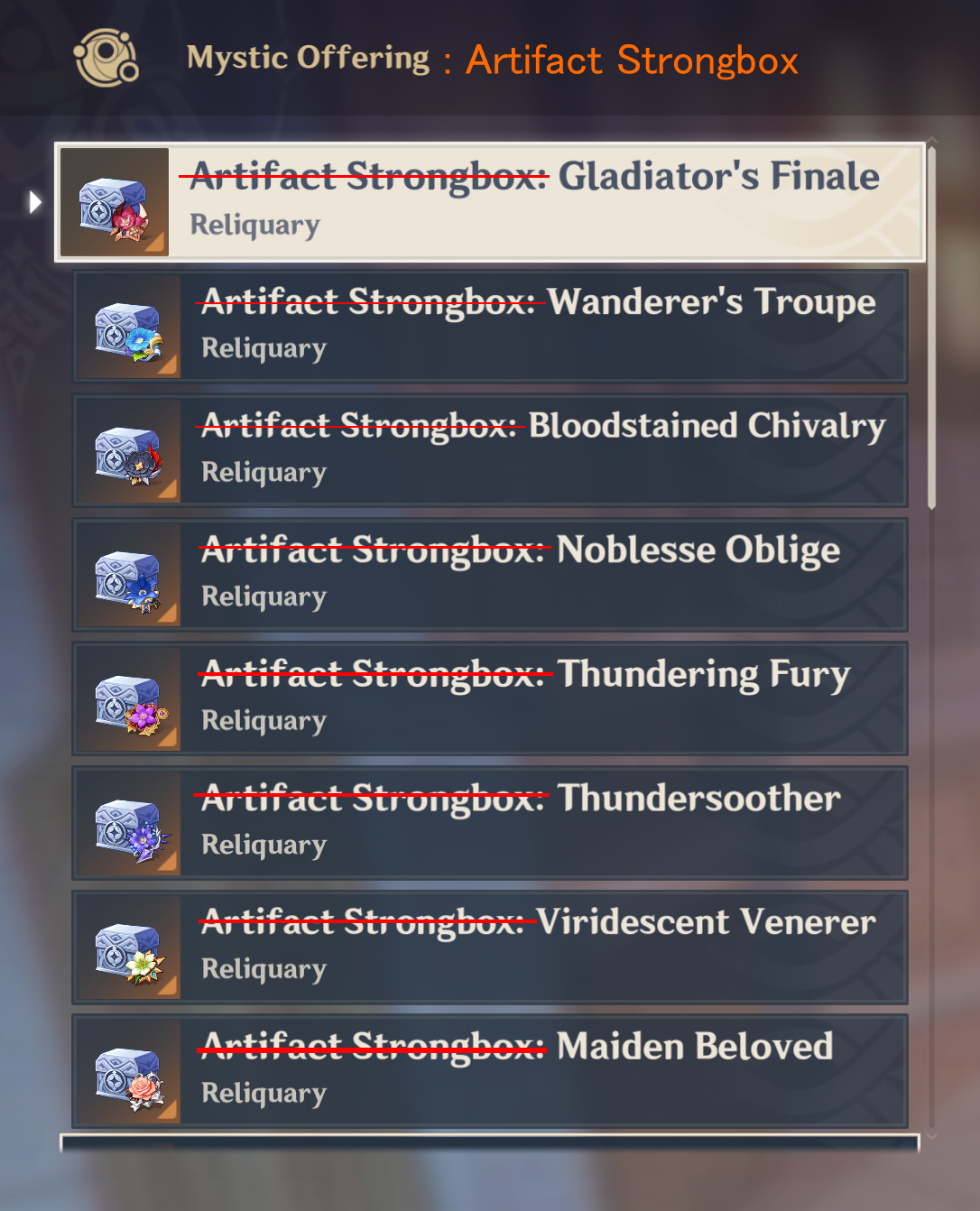Update the name for artifacts in this UI Genshin Impact | HoYoLAB