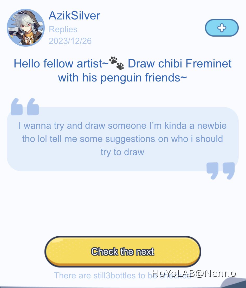 Bottle mi Freminet drawing ! Genshin Impact | HoYoLAB