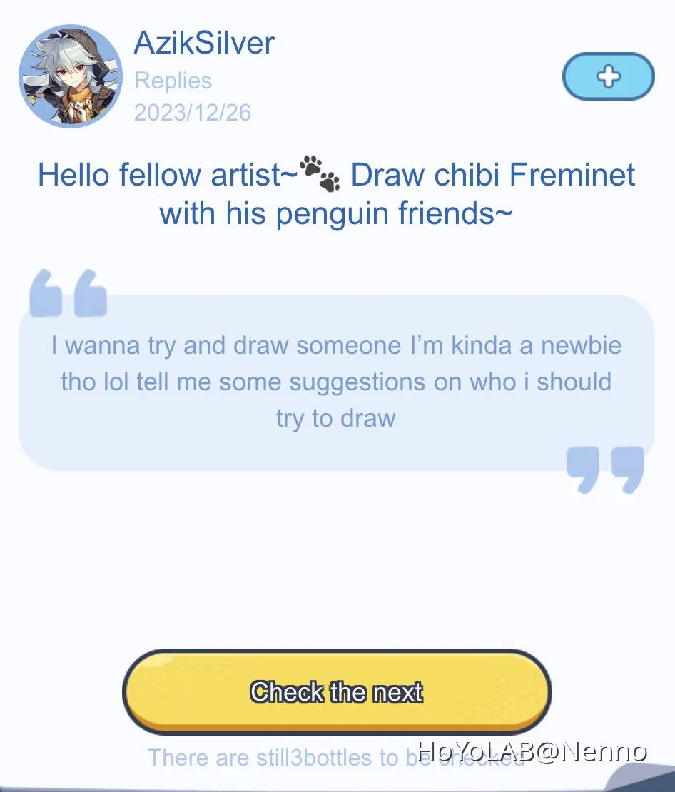 Bottle mi Freminet drawing ! Genshin Impact | HoYoLAB