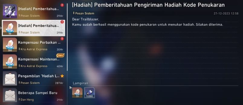 New Redeem Codes HSR v1.6 (50 Jades & Mora) | December, 28th 2023 ...