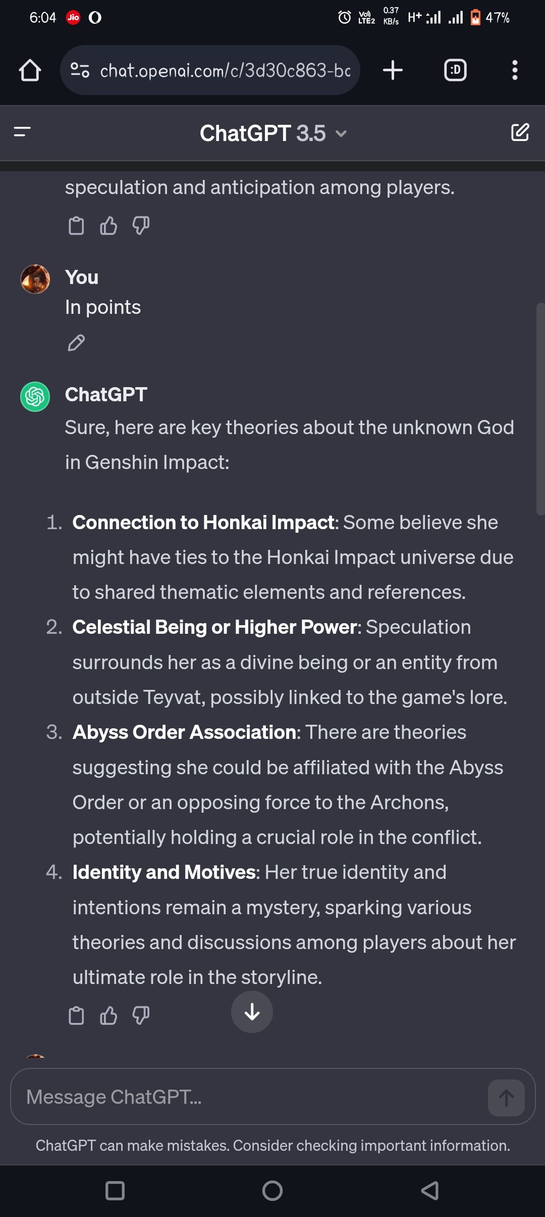 theories about unknown God by chatgpt Genshin Impact | HoYoLAB