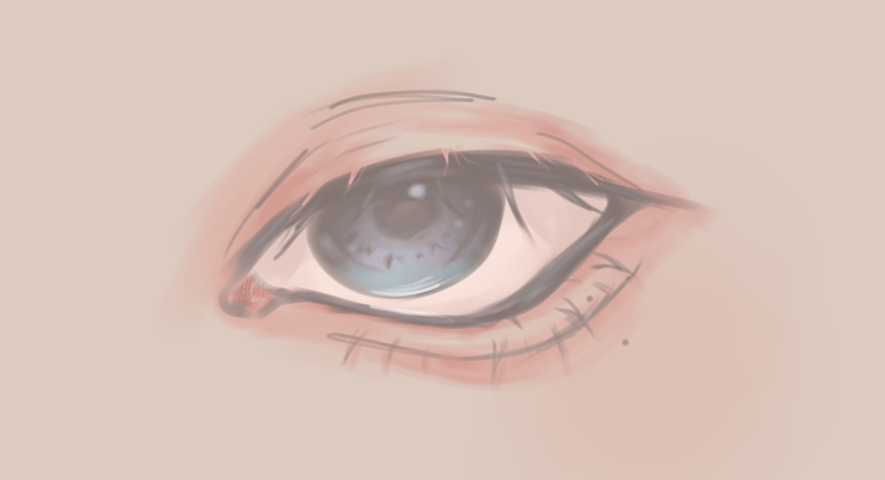 My attempt to draw semi realistic eye on phone :'( too broke so i use fingers to draw Genshin ...