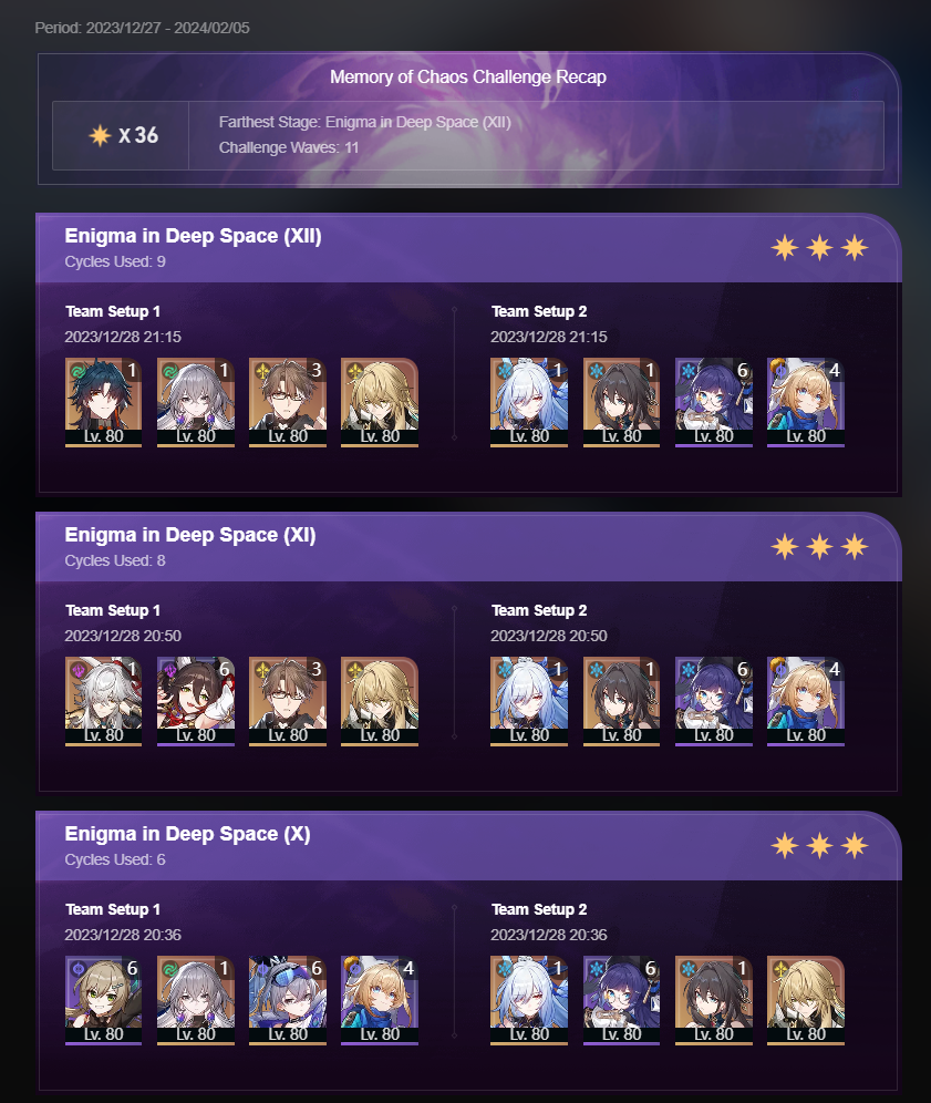 Memory of Chaos - Enigma in Deep Space (36 Stars - COMPLETE) Honkai ...