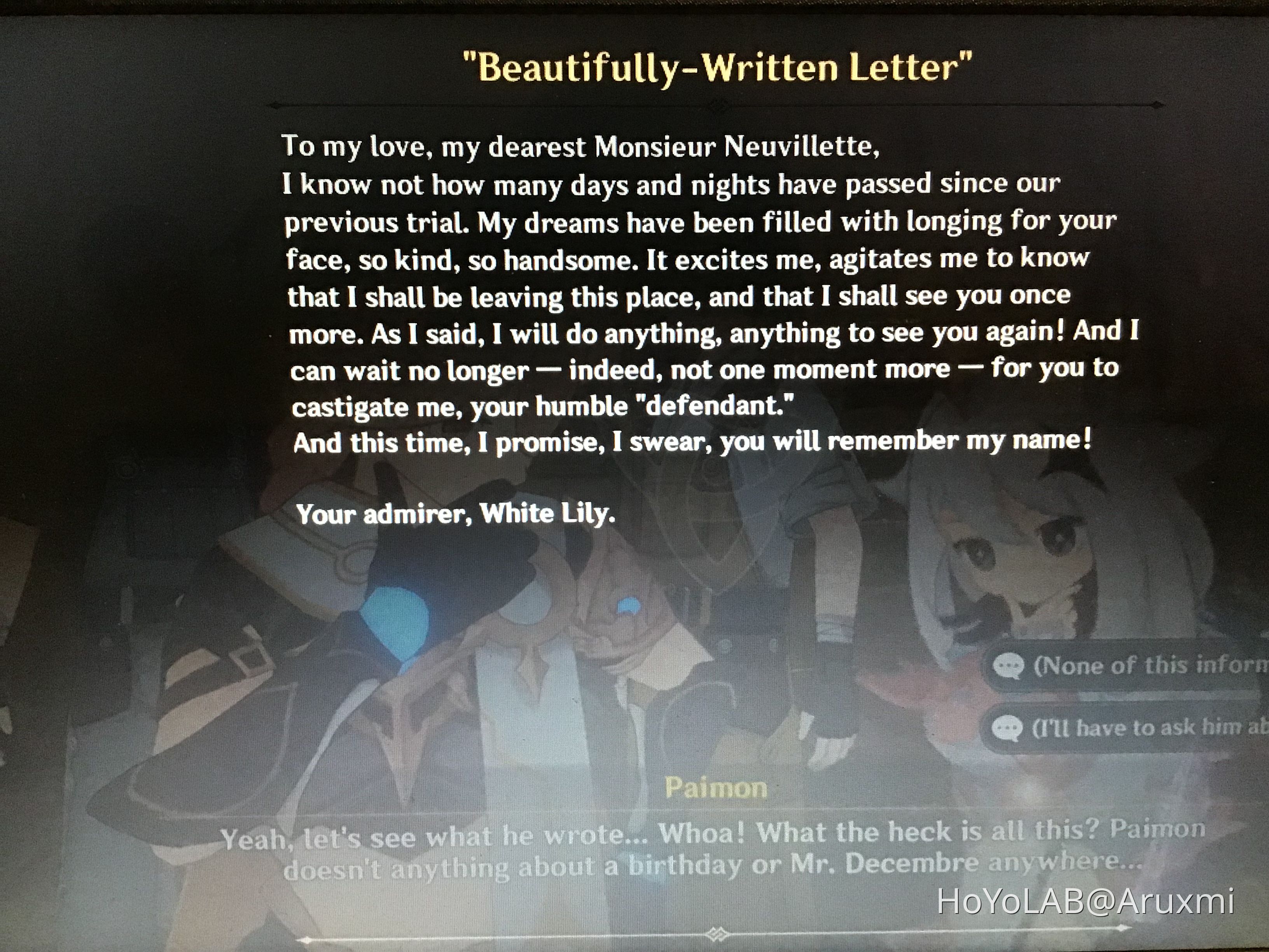 Who wrote a love letter for Neuvillette? Genshin Impact | HoYoLAB