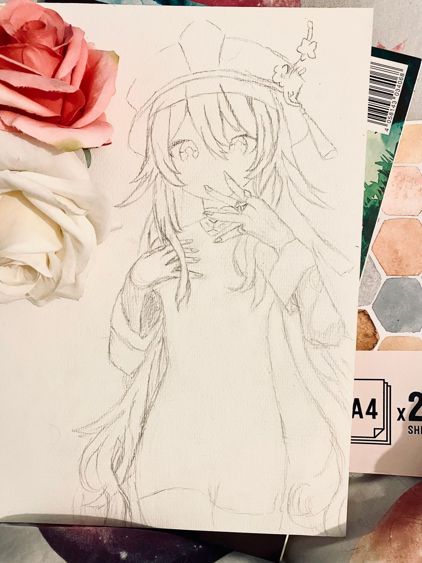 Hu Tao drawing process part 1 Genshin Impact | HoYoLAB