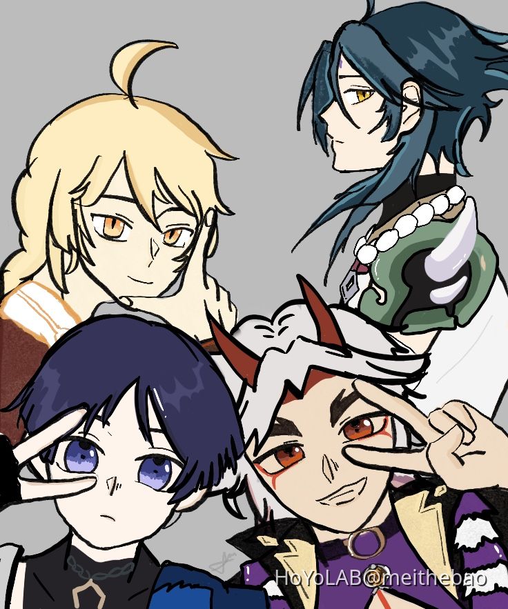 xiao, aether, itto & scara ⁉️ Genshin Impact | HoYoLAB